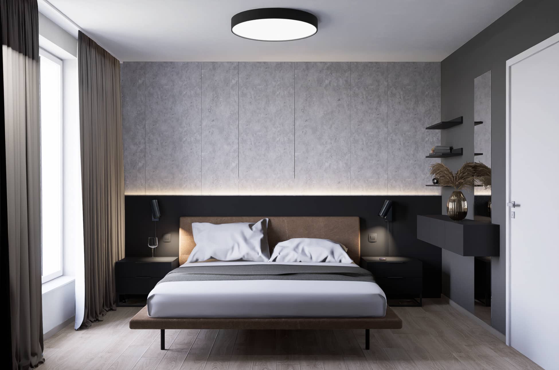 Pánský byt s černou kuchyní a ložnicí - ARCHITEKTIV